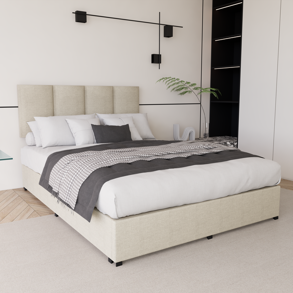 Cama Armable Napolés Lino Beige - mobiliariocima