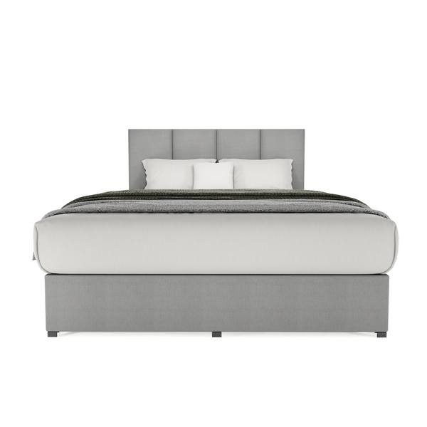 Recamara Armable Base Cama Box Cabecera Napoles Lino Gris - mobiliariocima