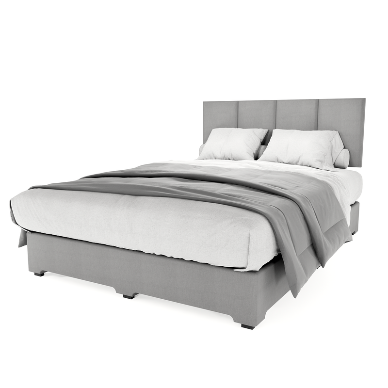 Recamara Base Cama Box Cabecera Napoles Lino Gris - mobiliariocima