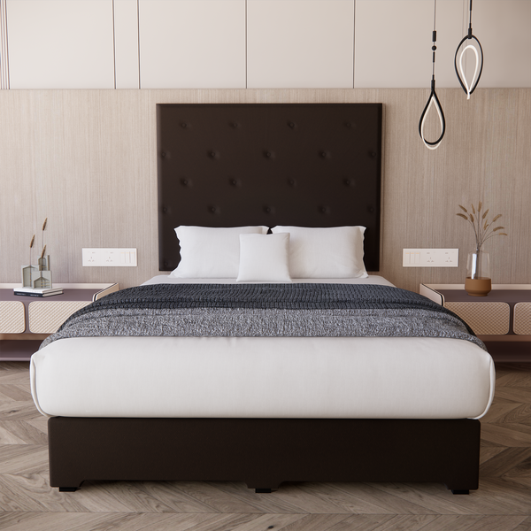 Cama Armable Quintana Vinil Chocolate - mobiliariocima