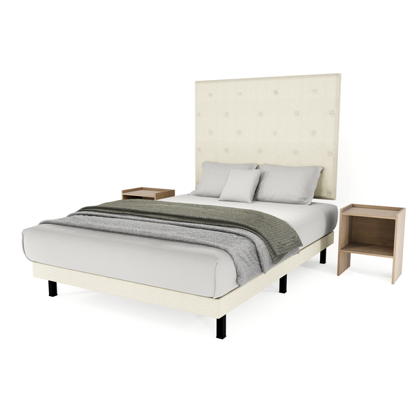 Recamara Base Cabecera y Buros Quintana Lino Beige - mobiliariocima