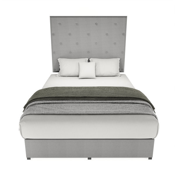 Recamara Armable Base Cama Box Cabecera Quintana Lino Gris - mobiliariocima